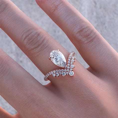 2ct Pear Moissanite Engagement Ring Moissanite Wedding Band Etsy