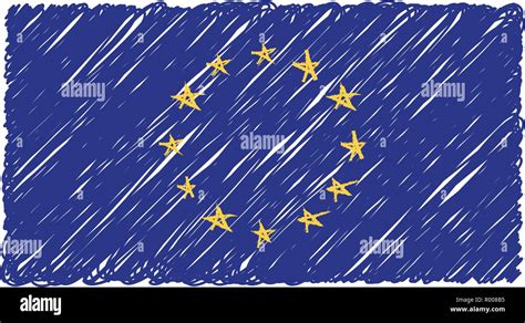 Hand Drawn National Flag Of European Union Isolated On A White