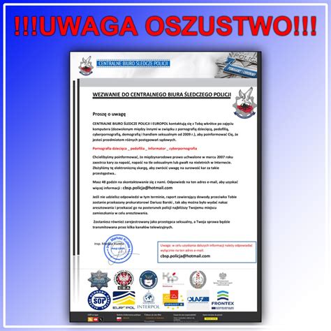 Uważajmy na oszustów Podszywają się pod policjantów Centralnego Biura