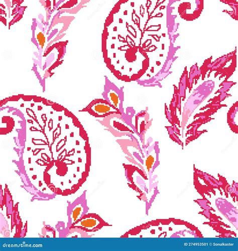 Pixelated Blooming Flowers And Leaves Blossom Stock Vector