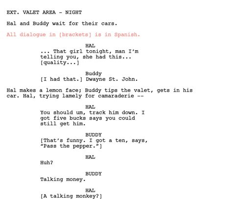 how to format dialogue in another language wescreenplay