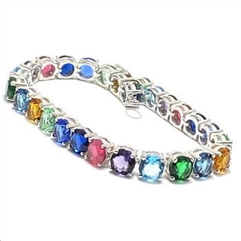 Solid 925 Sterling Silver 32 0ctw Multi Color Stone Tennis Bracelet