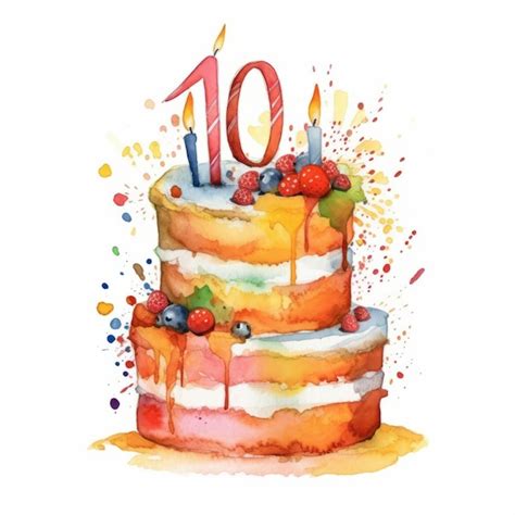 Premium Ai Image Watercolor Birthday Cake Illustration Ai Generativexa