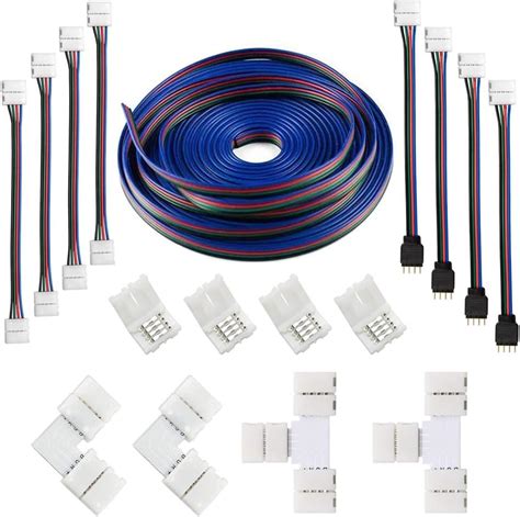 FSJEE 10MM 4PIN LED Strip Connector Kit With 16 4FT Extension Cable