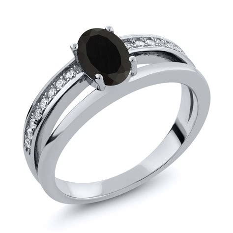 Natural Black Onyx Sterling Silver Ring Garnet Rings Jewelry Fine
