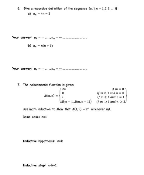 solved 6 give a recursive definition of the sequence {an}
