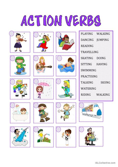 ACTION VERBS Français FLE fiches pedagogiques pdf doc