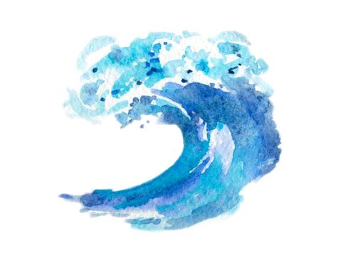 Ola De Mar Azul Acuarela Ilustraci N Dibujada A Mano Aislada En El