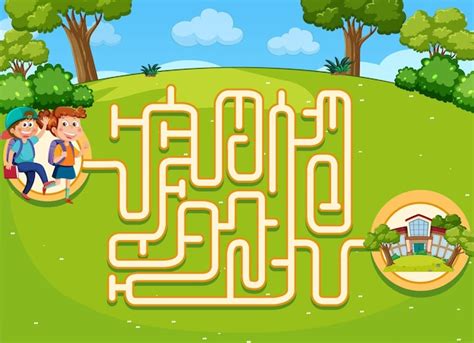 Modèle De Jeu De Labyrinthe Pour Les Enfants Vecteur Premium