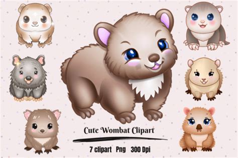 Cute Kawaii Wombat Clipart Graphic By Hamees Store Creative Fabrica