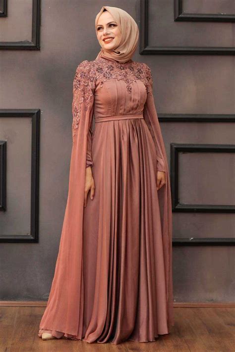 Satin Cooper Islamic Bridesmaid Dress Bkr Neva Style