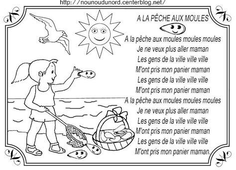 comptine à colorier A la pêche aux moules