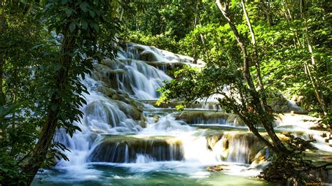 Обои Dunns River Falls Jamaica Природа Водопады обои для рабочего