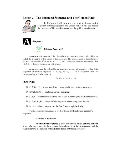 Lesson 2 The Fibonacci Sequence And The Golden Ratio I Will Also