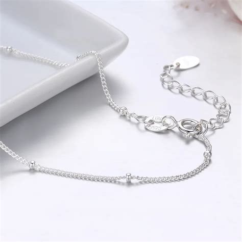 Tobillera fina de Plata de Ley 925 auténtica para mujer y niña pulsera