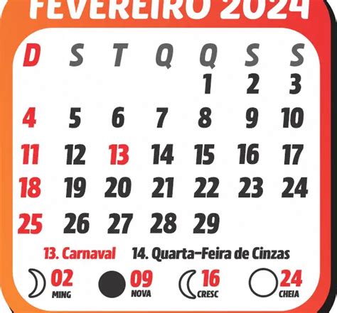 Fevereiro 2024 Calendário Imagem Legal