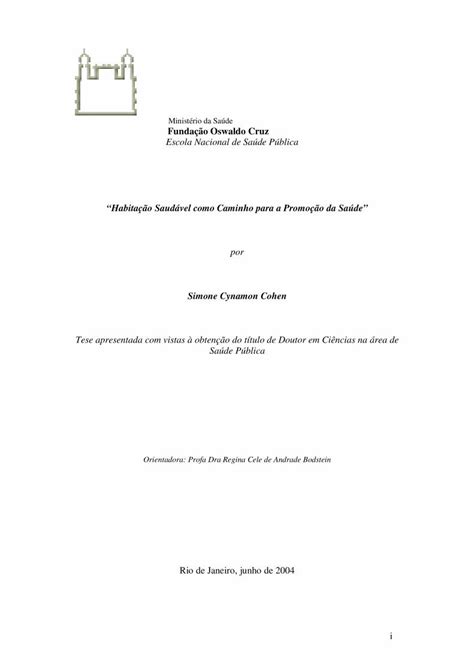 PDF Habitação Saudável como Caminho para a Promoção da Saúdeteses