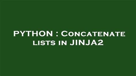 python concatenate lists in jinja2 youtube