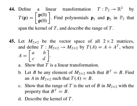solved 14 define a linear transformation t p2→r2 by