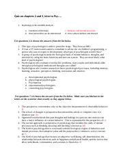 Intro To Psy Quiz Chapters 2 And 3 Docx Quiz On Chapters 2 And 3