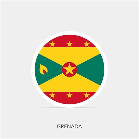 Icono De Bandera Redonda De Granada Con Sombra Vector Premium