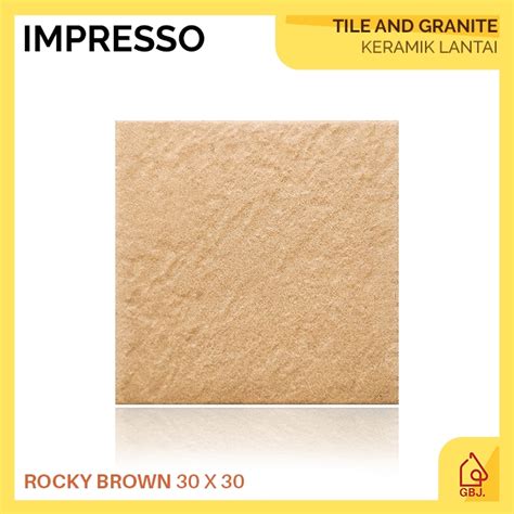 Jual KERAMIK KASAR 30 X 30 ROCKY BROWN KIA IMPRESSO KERAMIK LANTAI