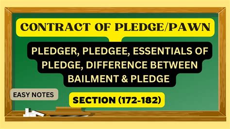Contract Of Pledge Parties Essentials Difference B W Bailment