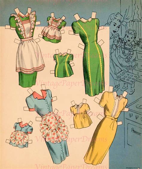 Vintage Paper Doll Printable Pdf Mother Daughter Paper Dolls 40s 1940s Paper Doll Download