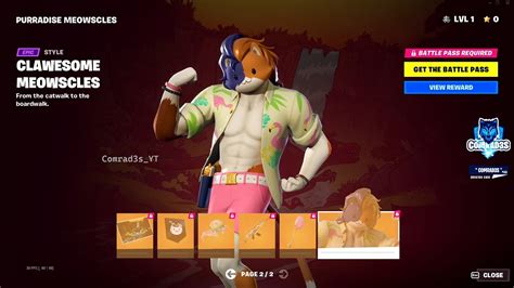 Fortnite Chapter 4 Season 3 Purradise Meowscles Bouns Rewards And