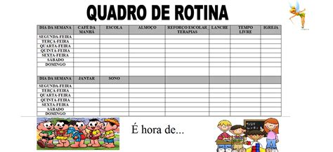Quadro de Rotina organizar o dia a dia das crianças