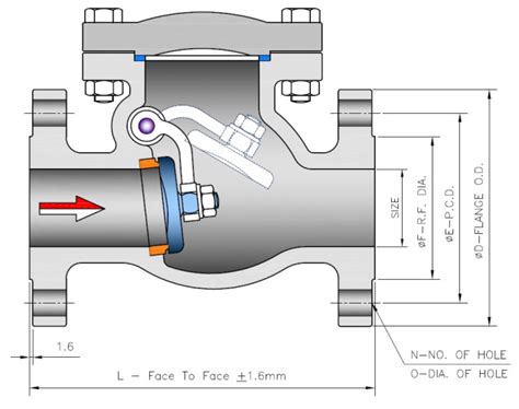 Swing Type Check Valve Non Return Valve Drawing Dimensions Diagram