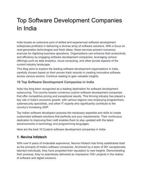 PPT Top Software Development Companies In India PowerPoint