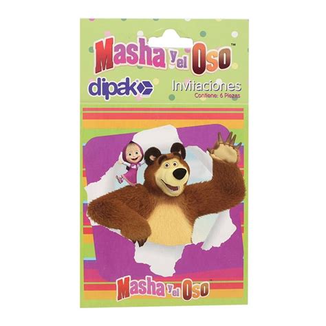 Invitaciones Dipak Masha Y El Oso 6 Pzas Walmart