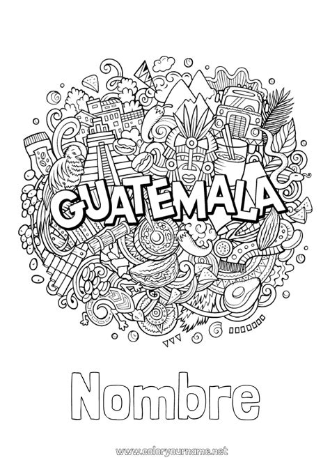Nº de colorear 1728 Geografía Simbolos Dibujos complejos para colorear