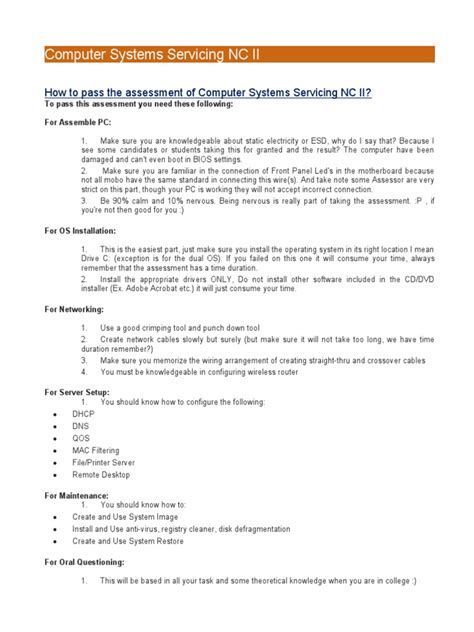computer systems servicing nc ii pdf operating system computer network