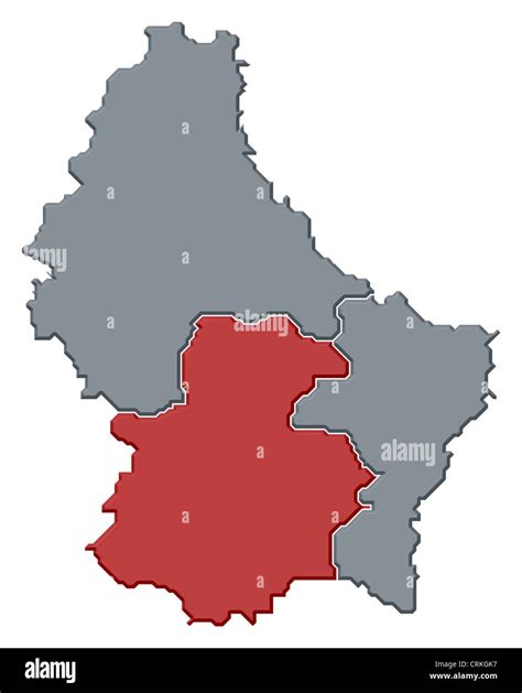 Political Map Of Luxembourg With The Several Districts Where The