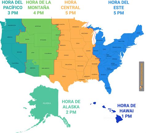 Mapa De Zona Horaria Del Estado De Estados Unidos