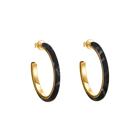 Boucles D Oreilles Cr Oles Mod Le En Argent Dor Et Ac Tate Noire