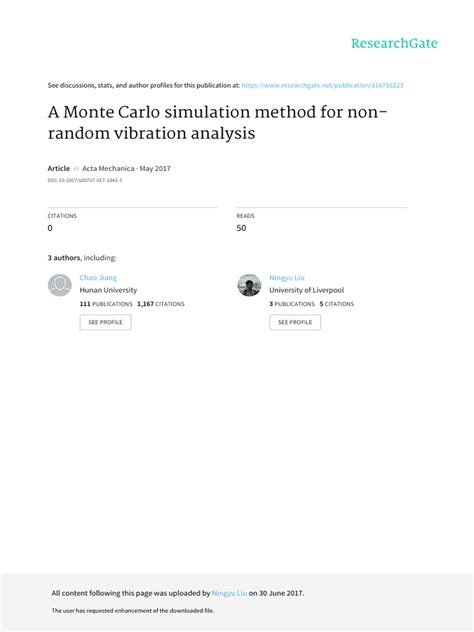 a monte carlo simulation method for non random vibration analysis pdf stochastic process