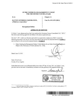 Fillable Online Kccllc Affidavit Of Service Re Order Re 6th Motion To