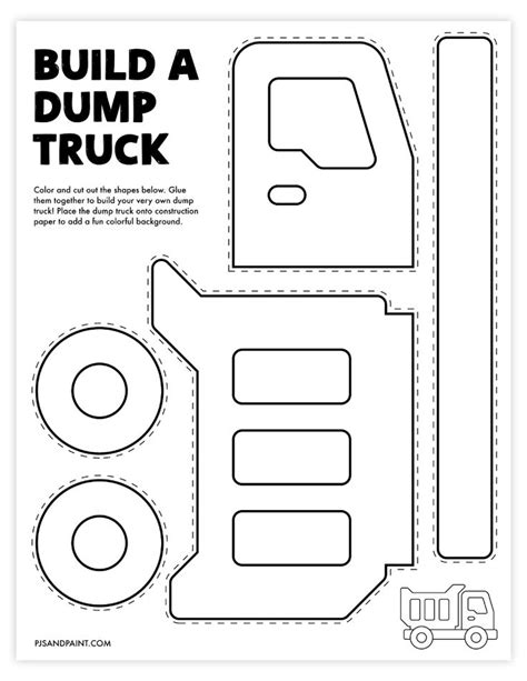 Free Printable Build A Dump Truck Craft Truck Crafts Construction