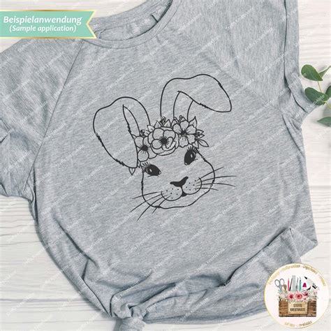 Plotterdatei Hase Blumenkranz SVG Hase Blumen SVG Osterhase Etsy