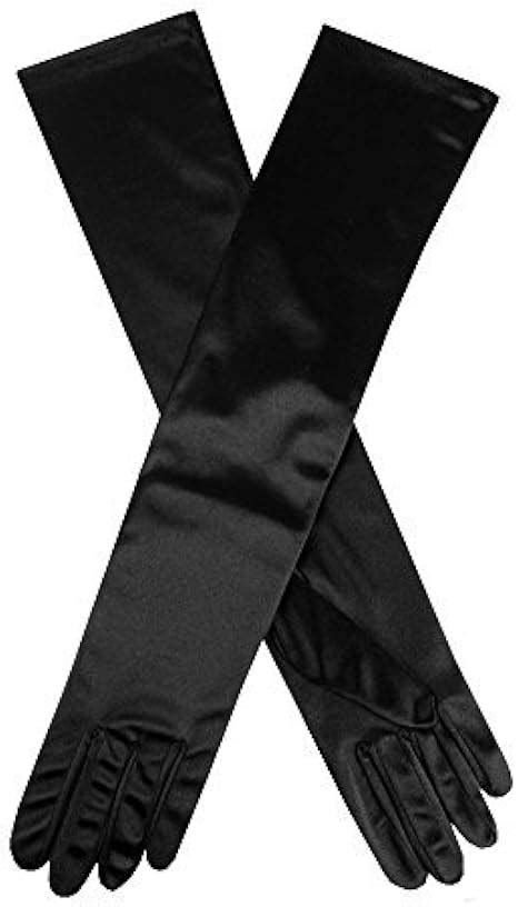 Polyester Elbow Length Gloves Black Amazon Co Uk Clothing