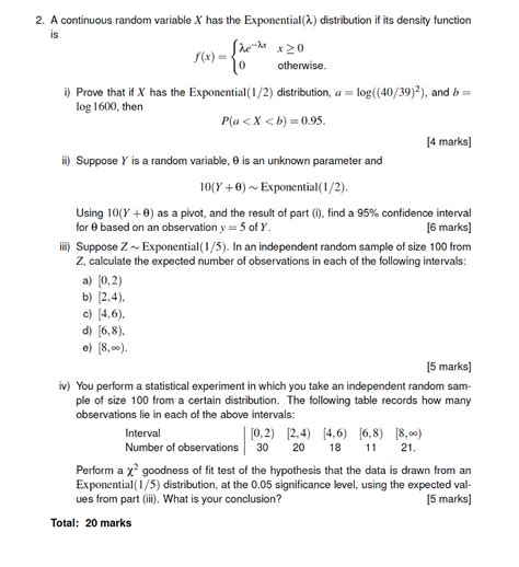 solved 2 a continuous random variable x has the