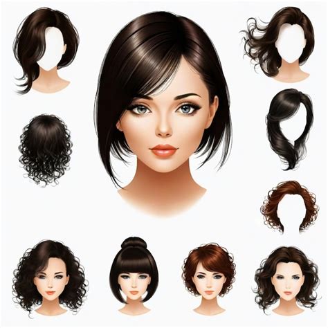 A Collection Of Hair Styles Including A Woman With Different Hairstyles