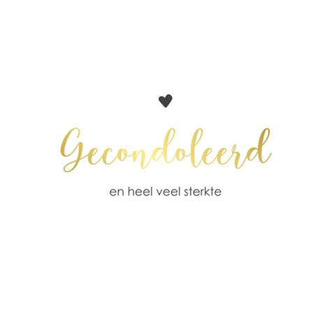 Stijlvolle Condoleance Kaart Met Goudfolie En Hartje