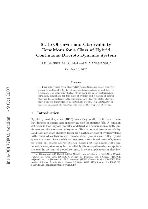 pdf state observer and observability conditions for a class of hybrid continuous discrete