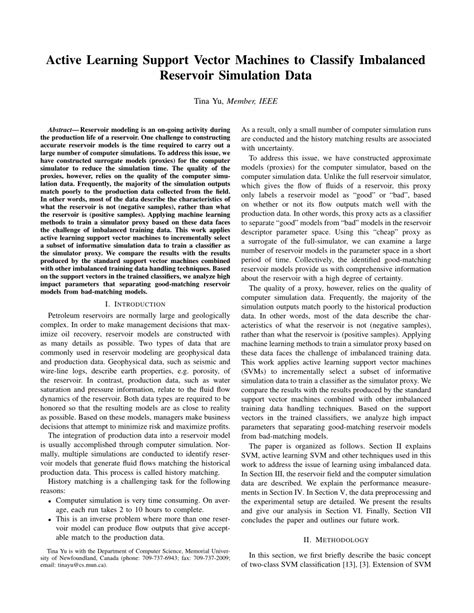 pdf active learning support vector machines to classify imbalanced reservoir simulation data