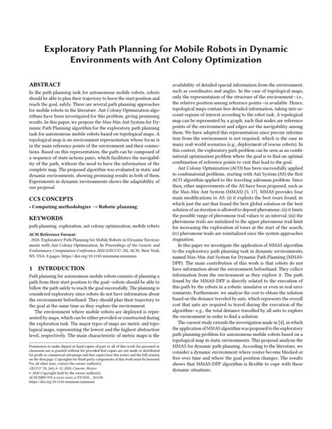 pdf exploratory path planning for mobile robots in dynamic environments with ant colony