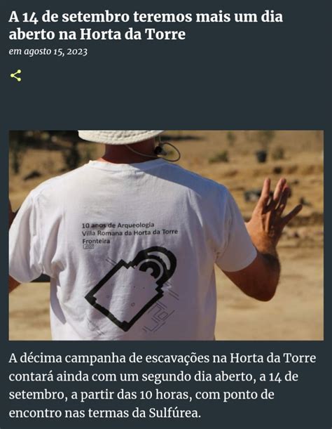 Dia Aberto na Villa Romana Horta da Torre Cabeço de Vide Agenda